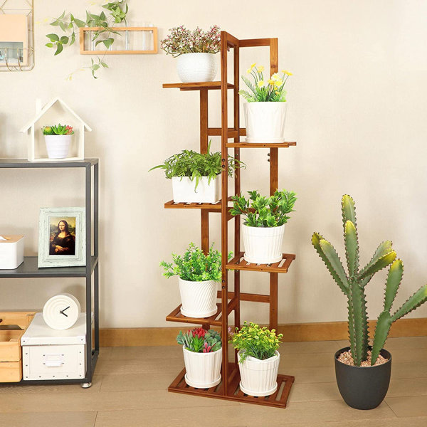 Arlmont & Co. Indoor Plants Bamboo Plant Rack 6 Tiers 7 Potted Tall ...