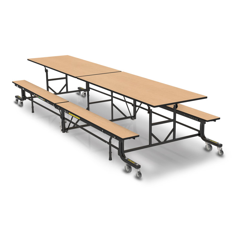 Palmer Hamilton 145" Rectangular Bench Cafeteria Table with Steel Frame ...