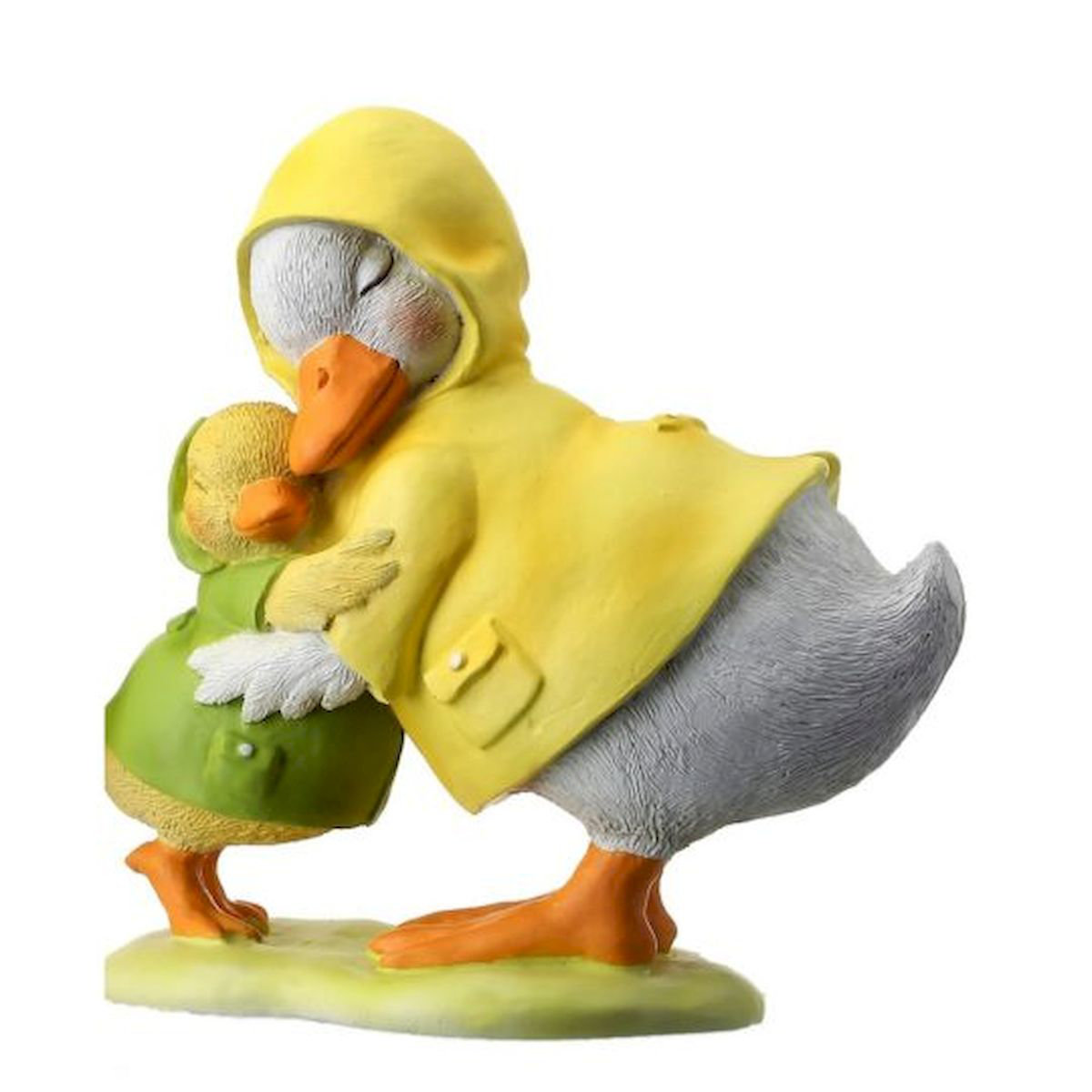 Trinx Belch Hugging Ducks in Rain Coats Figurine | Wayfair