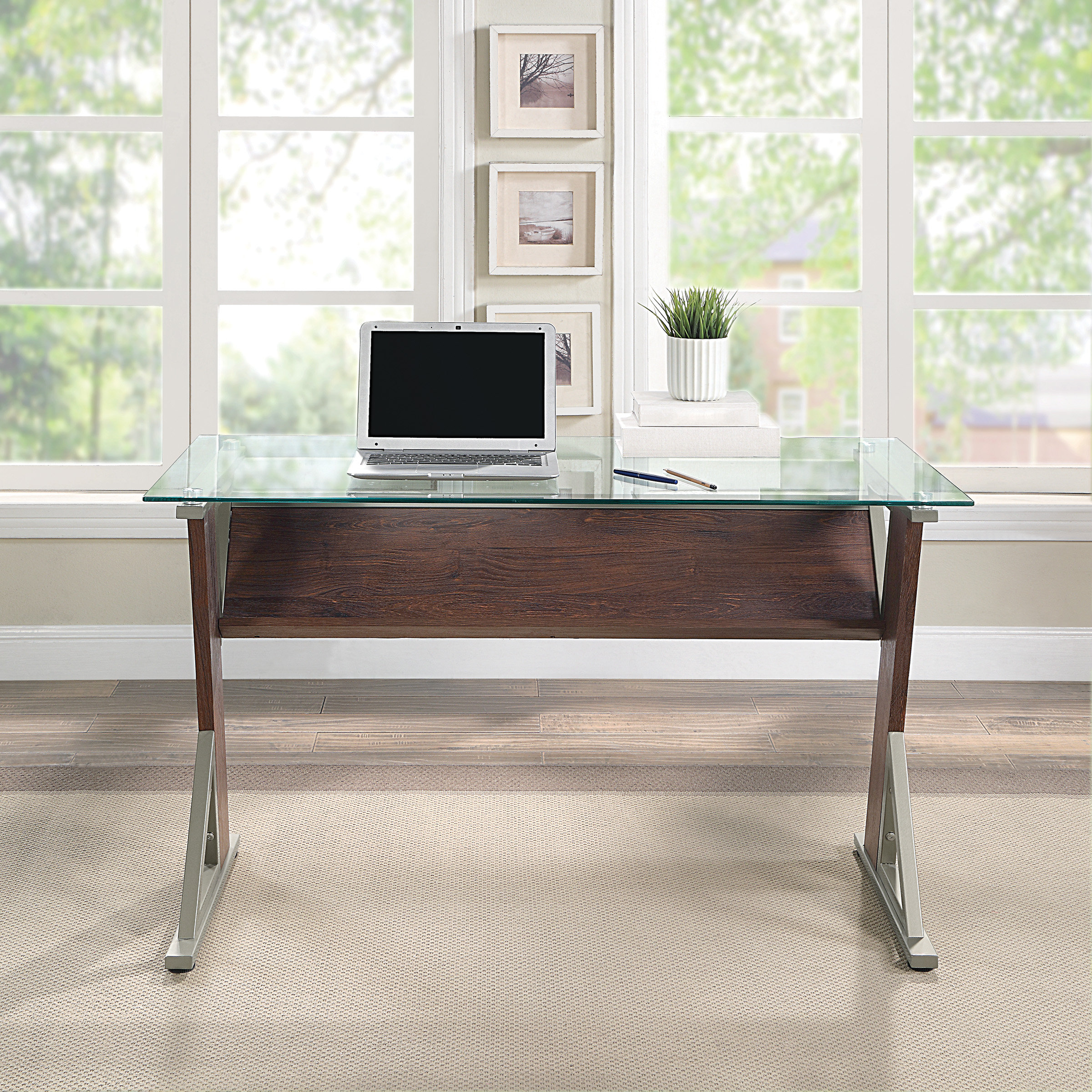 Latitude Run® Modern Glass Desk & Reviews | Wayfair