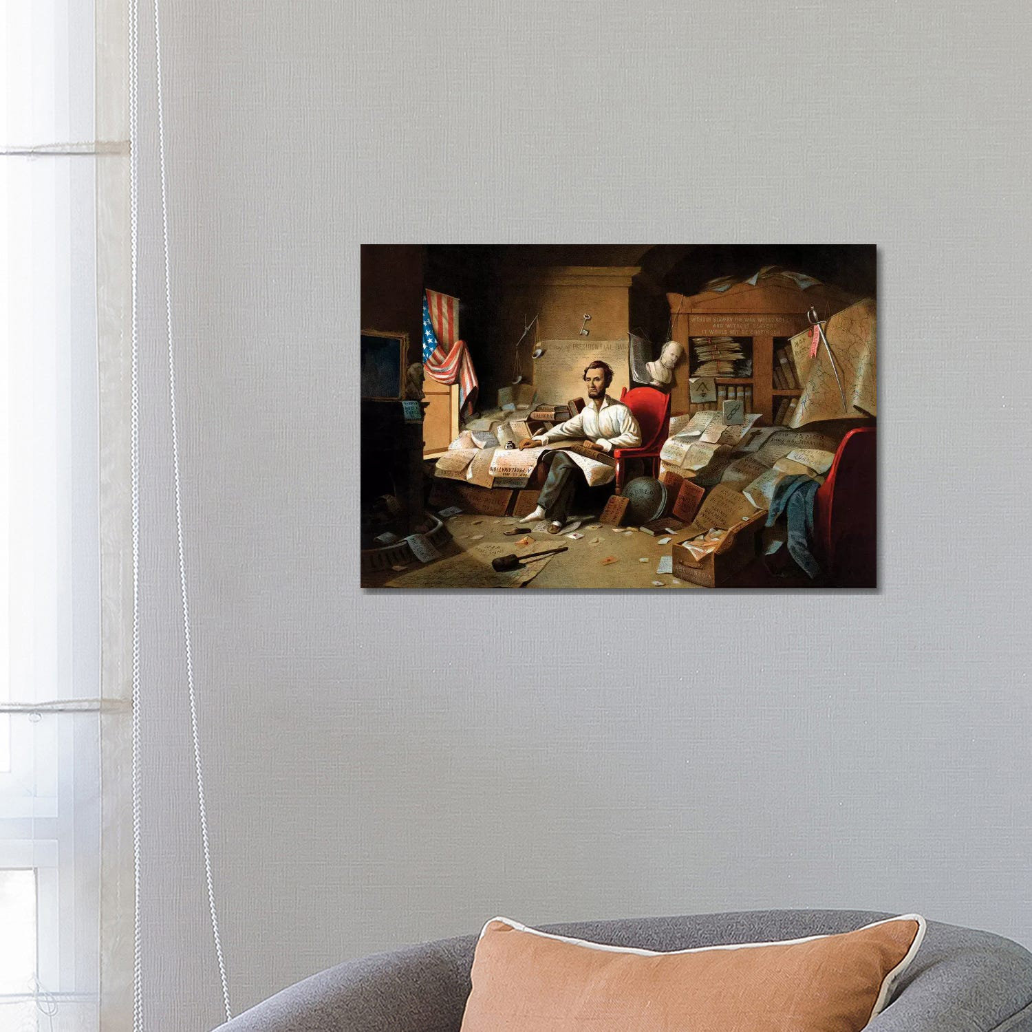Ophelia & Co. Restored Civil War Print Of President Lincoln Writing The ...