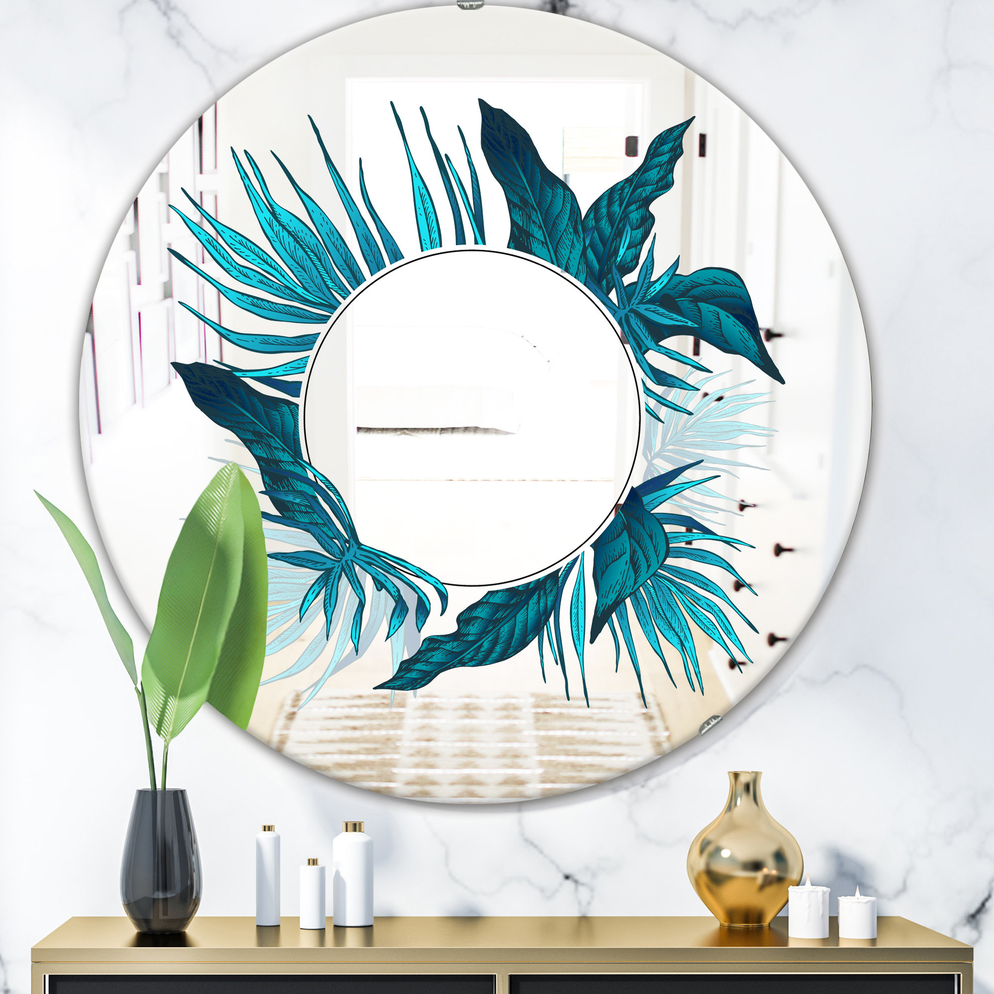 East Urban Home Tropical Leaves Traditional Accent Wall Mirror | Wayfair