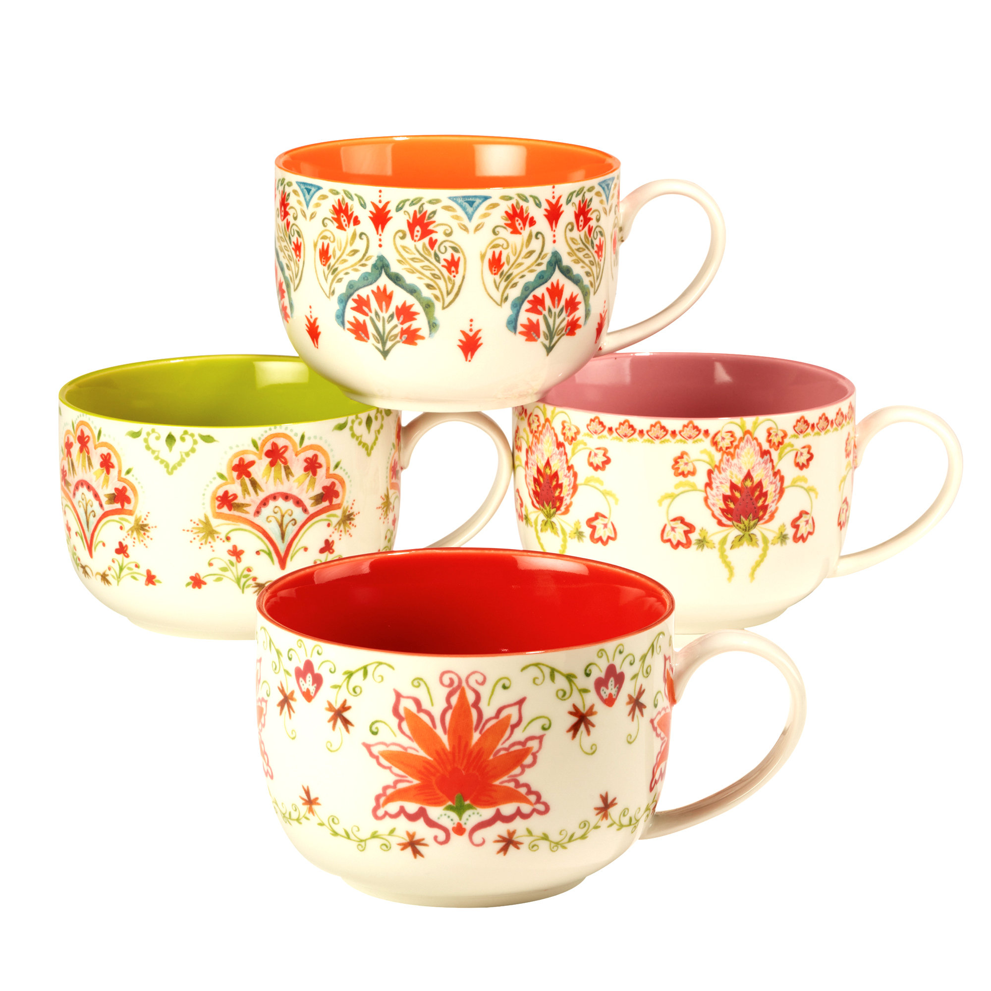 Certified International Francesca Set Of 4 Jumbo Cups 4 Asst | Wayfair