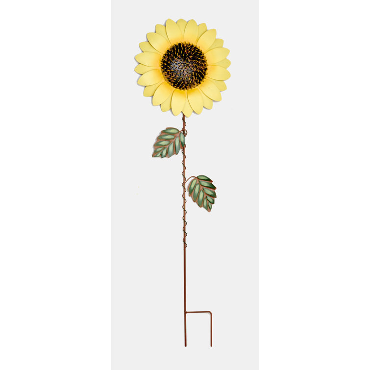 Gracie Oaks Metal Wobbly Sunflower Garden Stake | Wayfair