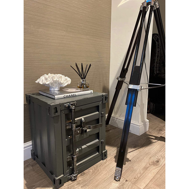 Williston Forge Hubble Industrial Shipping Container Side Table with ...