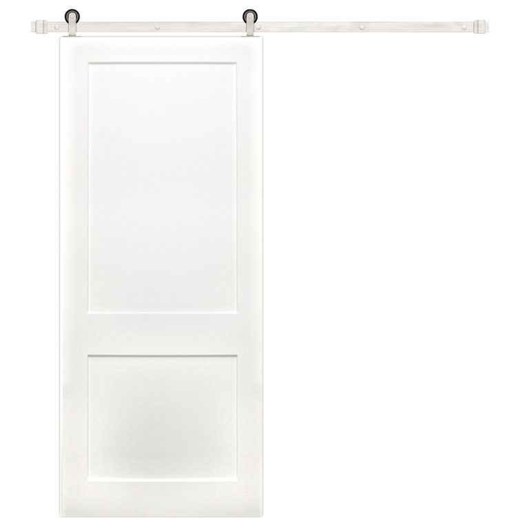 CreativeEntryways Paneled Wood Primed Shaker Barn Door with ...