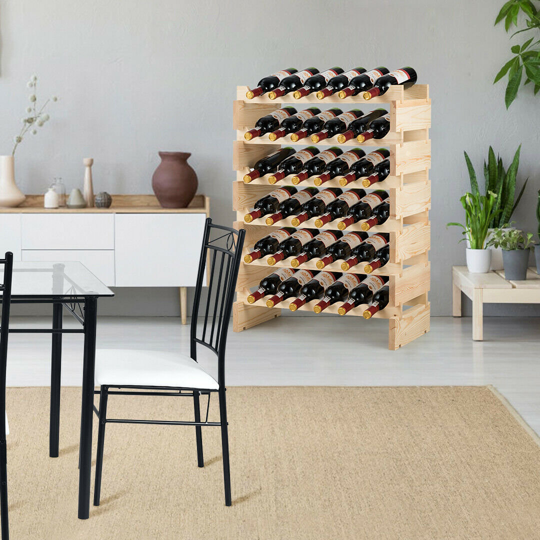 Rebrilliant Barger Solid Wood Floor Wine Bottle Rack in Natural ...