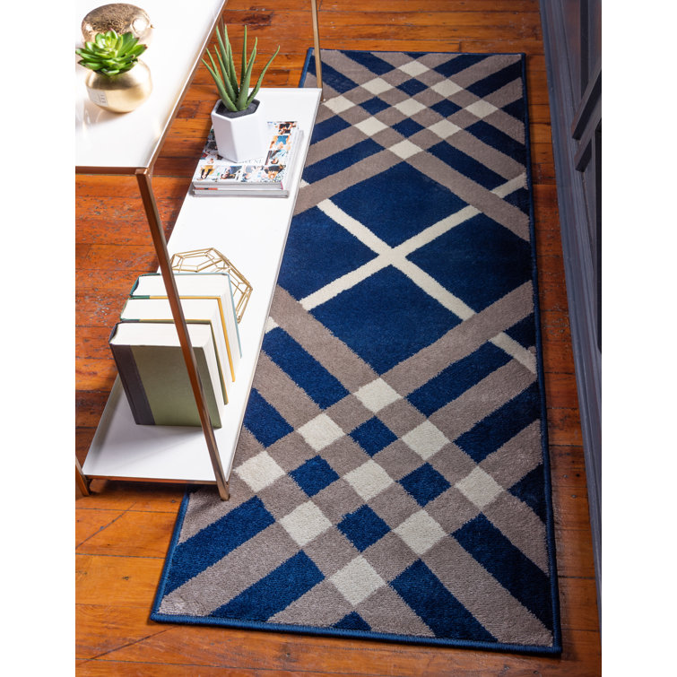 JaneSeymour™ Plaid Navy Blue Area Rug & Reviews | Wayfair