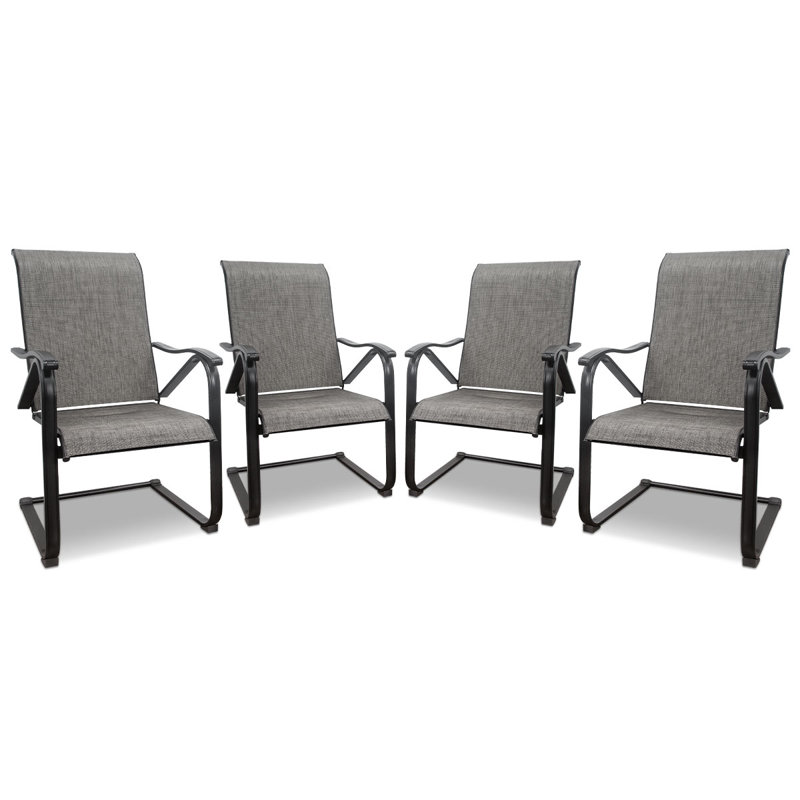 Red Barrel Studio® Patio C Spring Dining Chairs Set Of 4 Outdoor PVC ...