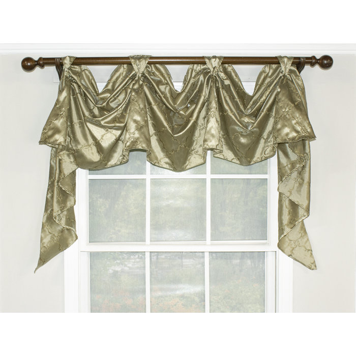 RLF Home Embroided Diamond Victory Swag 50" Window Valance | Wayfair