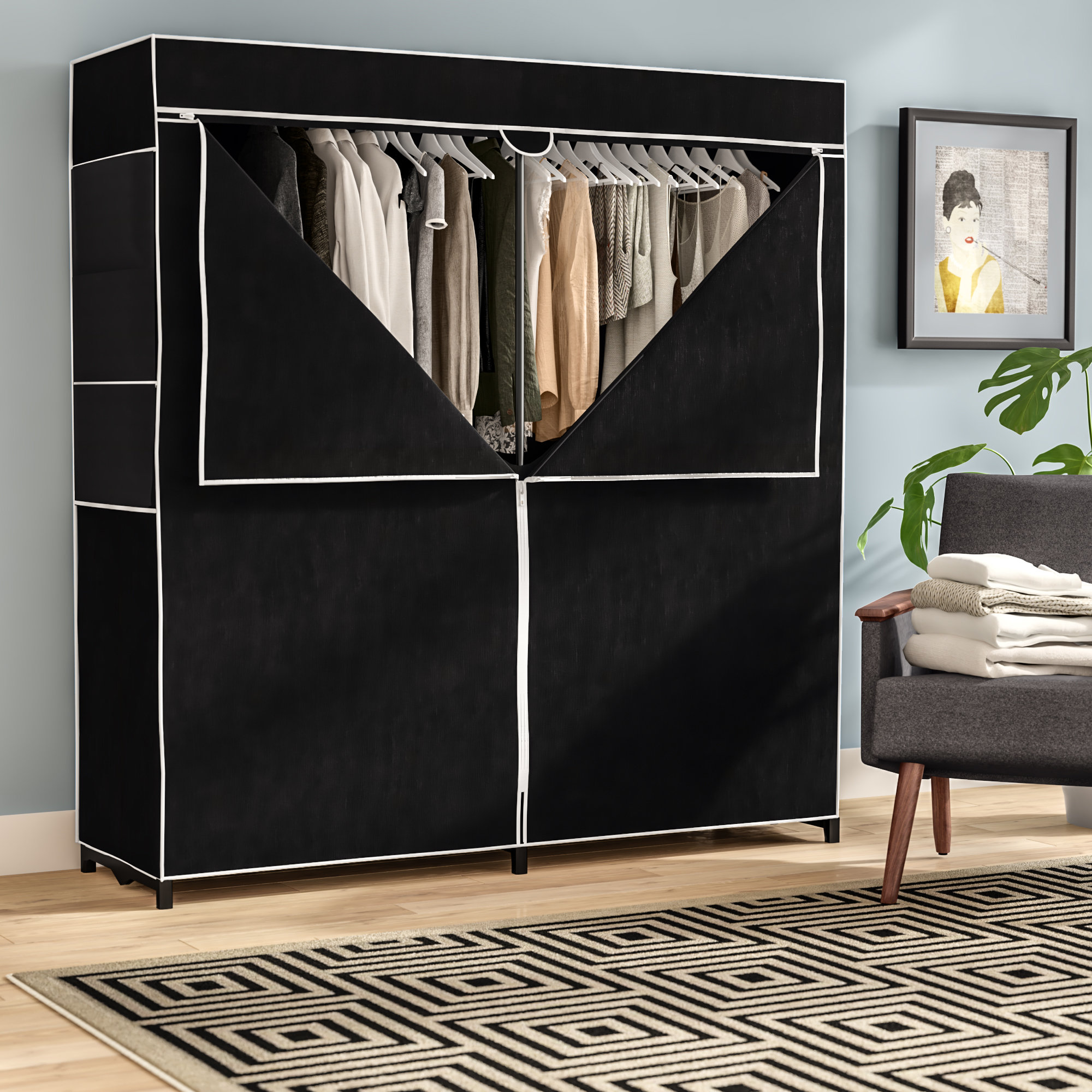 Rebrilliant 60'' Portable Wardrobe & Reviews | Wayfair