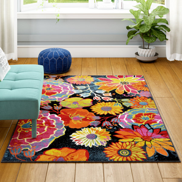 Winston Porter Lorene Floral Area Rug in Yellow & Reviews | Wayfair