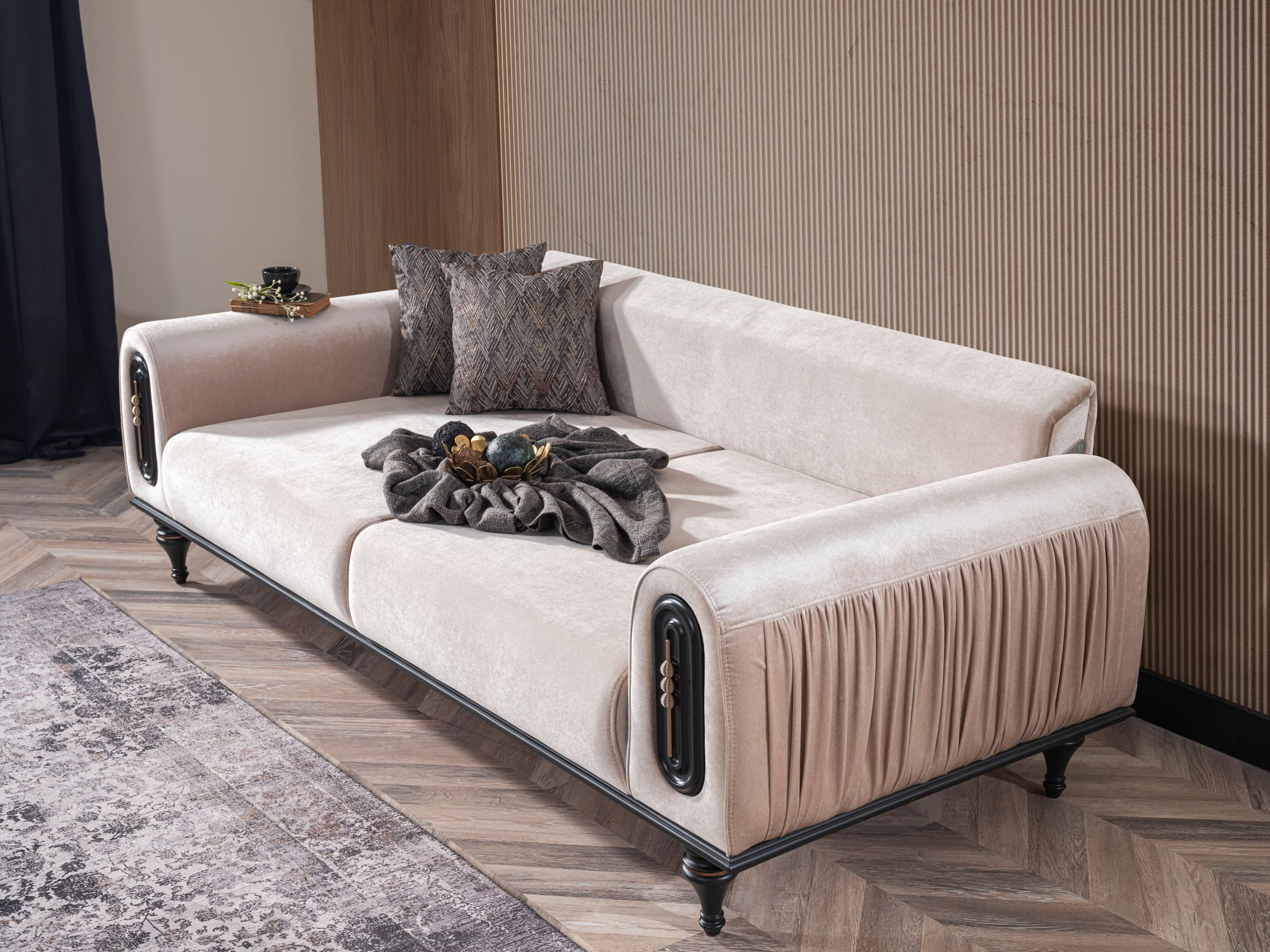 Rosdorf Park Decorius 90.551181102362'' Round Arm Slipcovered | Wayfair