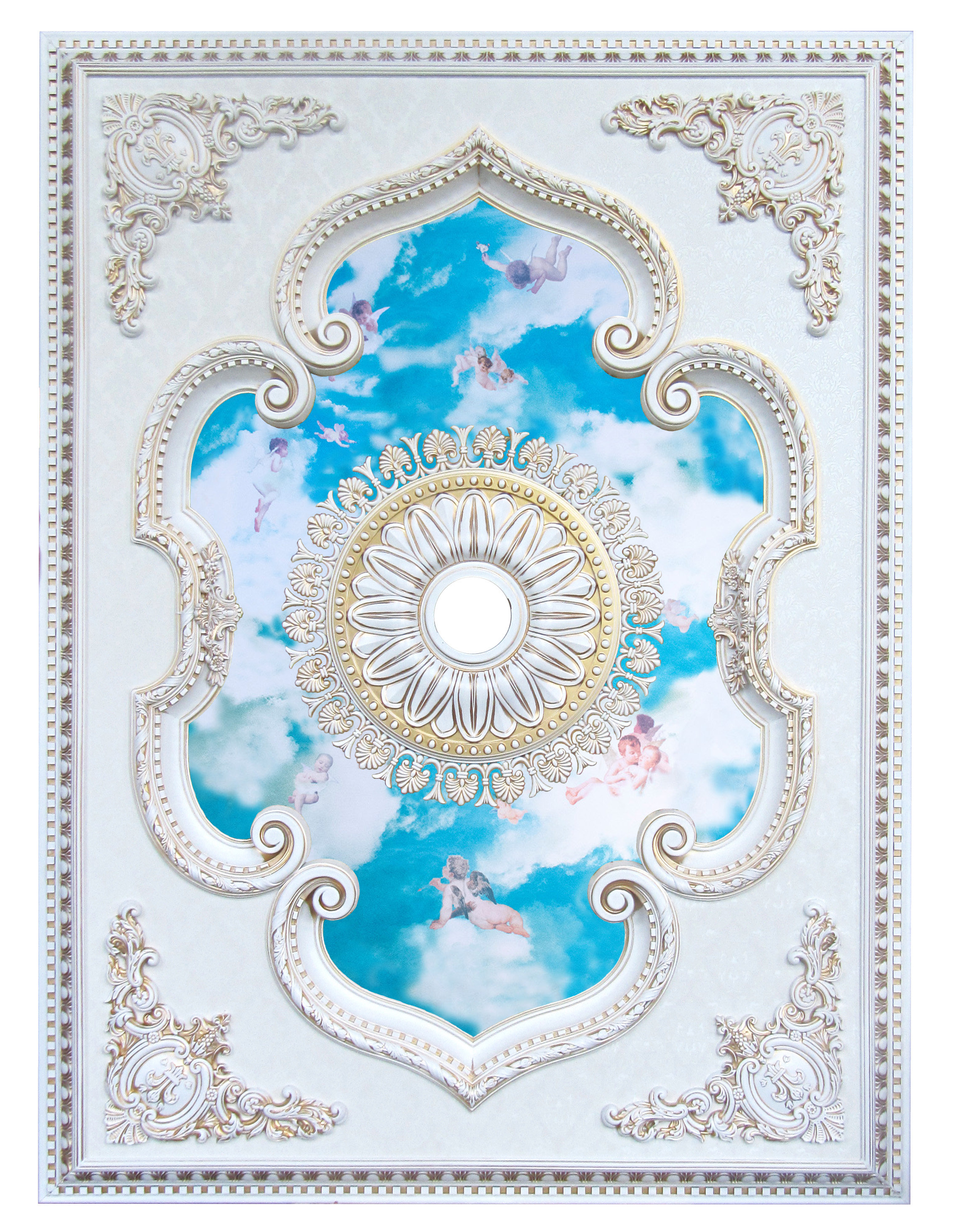 Artistry Lighting Rectangular Blue Sky Angel Center Ceiling Medallion | Wayfair