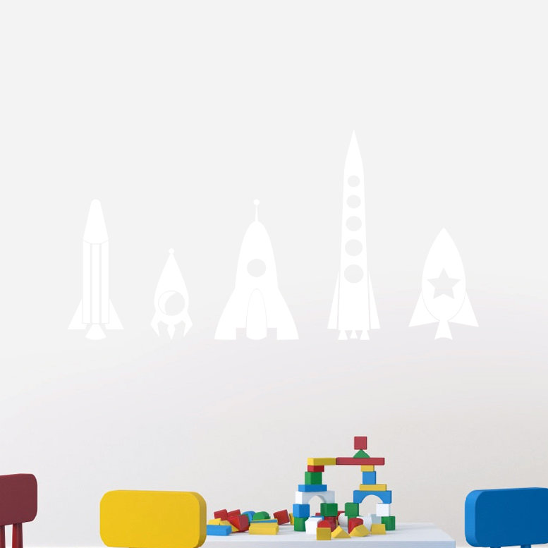 SweetumsWallDecals 5 Piece Rocket Ship Wall Decal Set | Wayfair