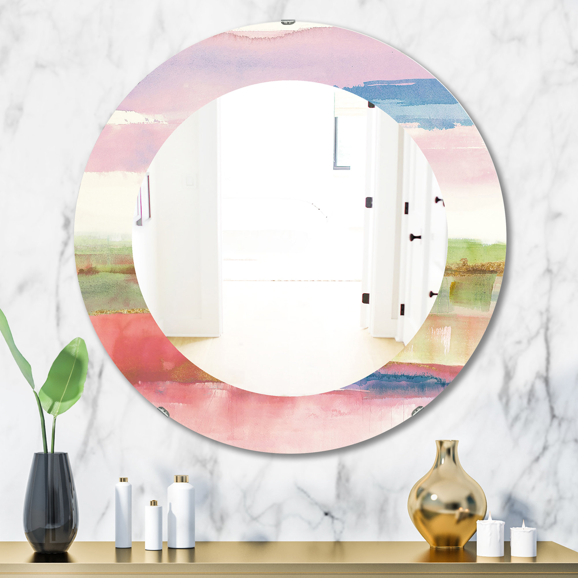 East Urban Home Influence of Line and Color Bright Wall Mirror | Wayfair