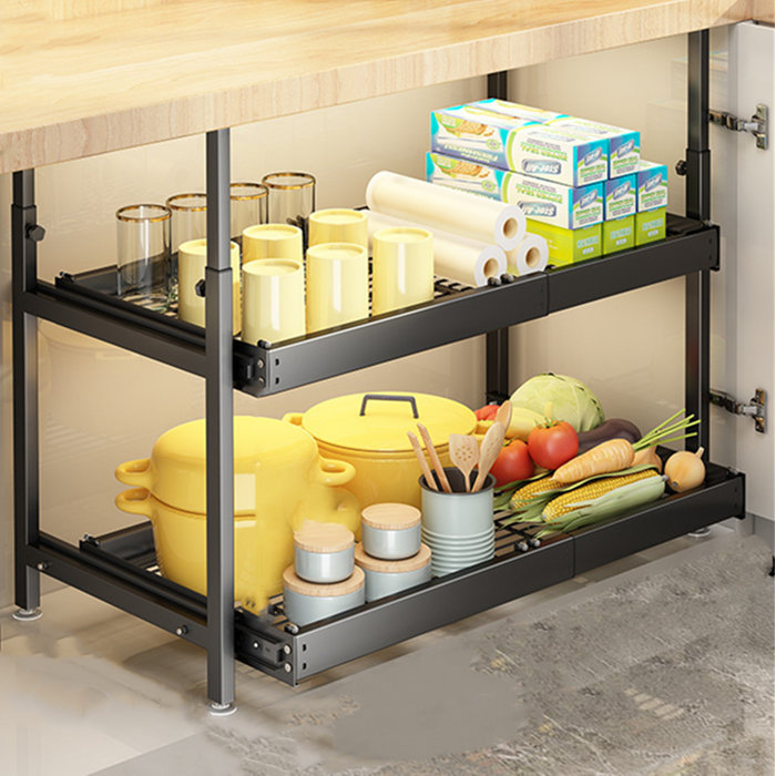 Rebrilliant 2 Tier Sliding Under Cabinet Pull Out Drawer | Wayfair