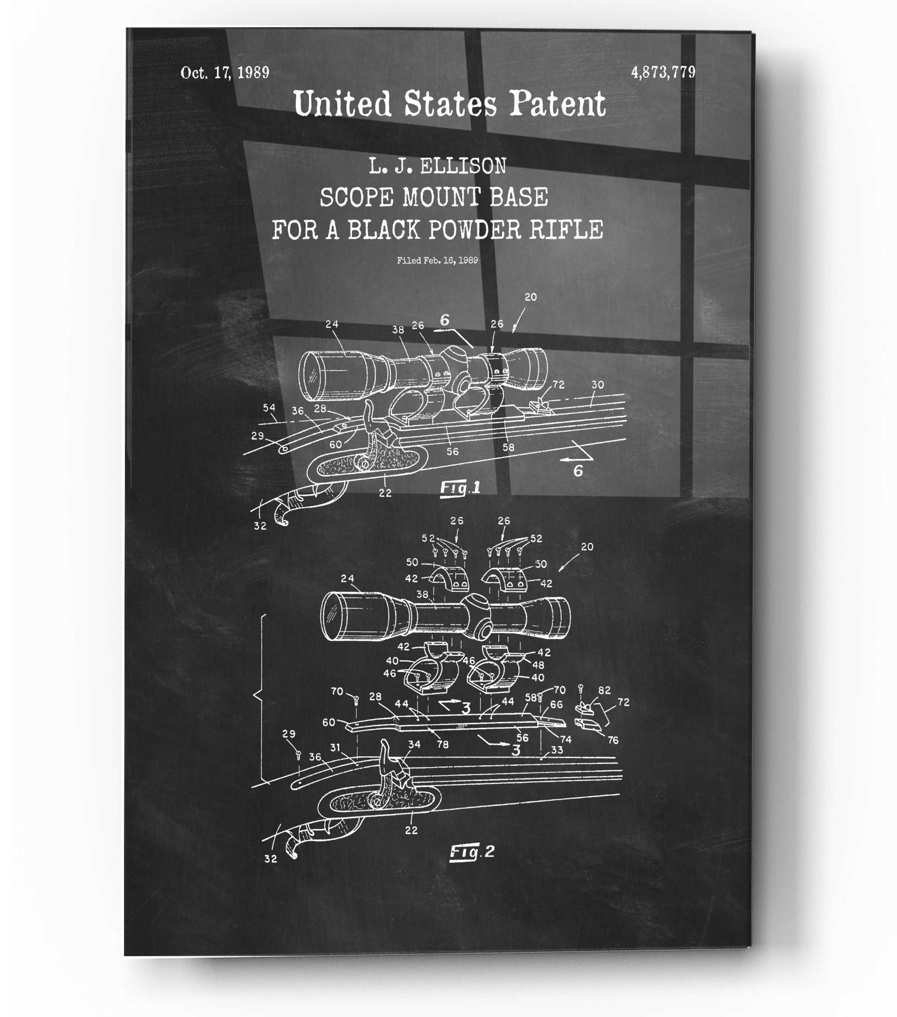 17 Stories Scope Mount Base Blueprint Patent Chalkboard - Graphic Art ...
