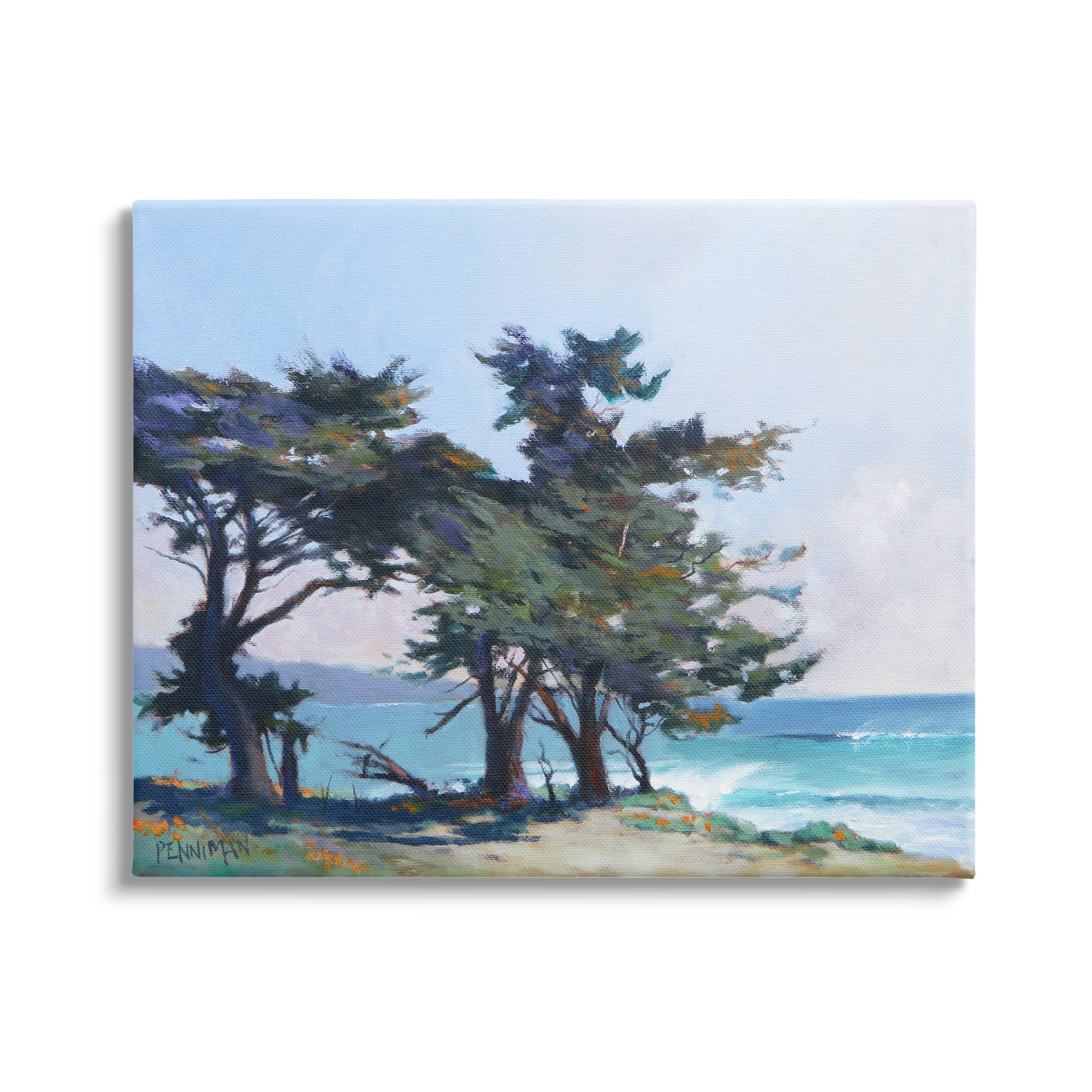 Stupell Industries Coastal Sandy Trees Ocean Waves by Ed Penniman ...