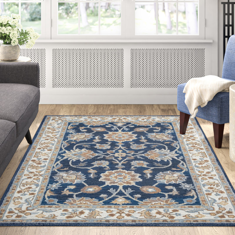 Ilario Oriental Handmade Tufted Wool Blue Area Rug & Reviews | Birch Lane
