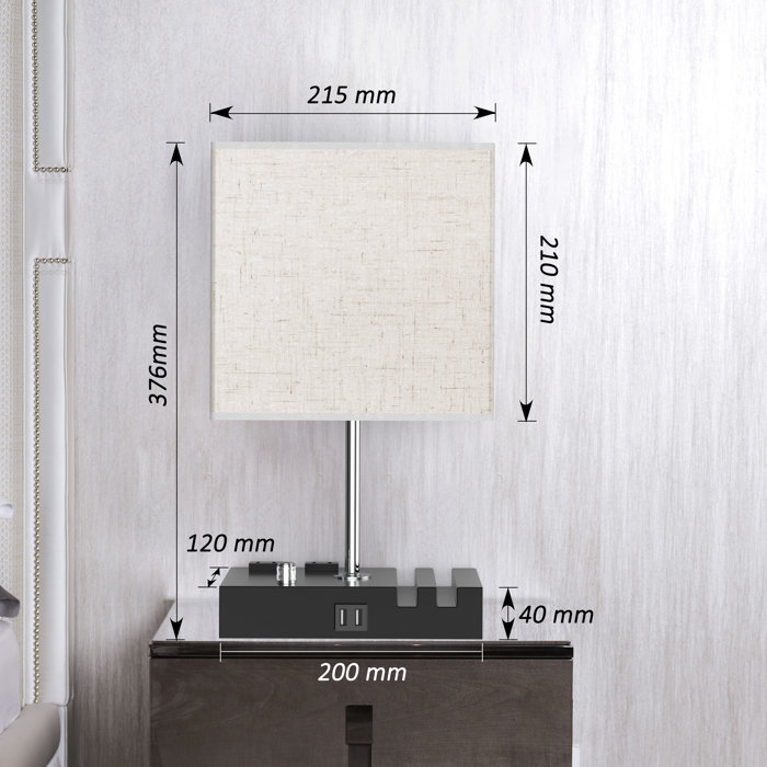 Ebern Designs Marshawn Table Lamp with 2 USB Ports, 2 Power Outlets and ...