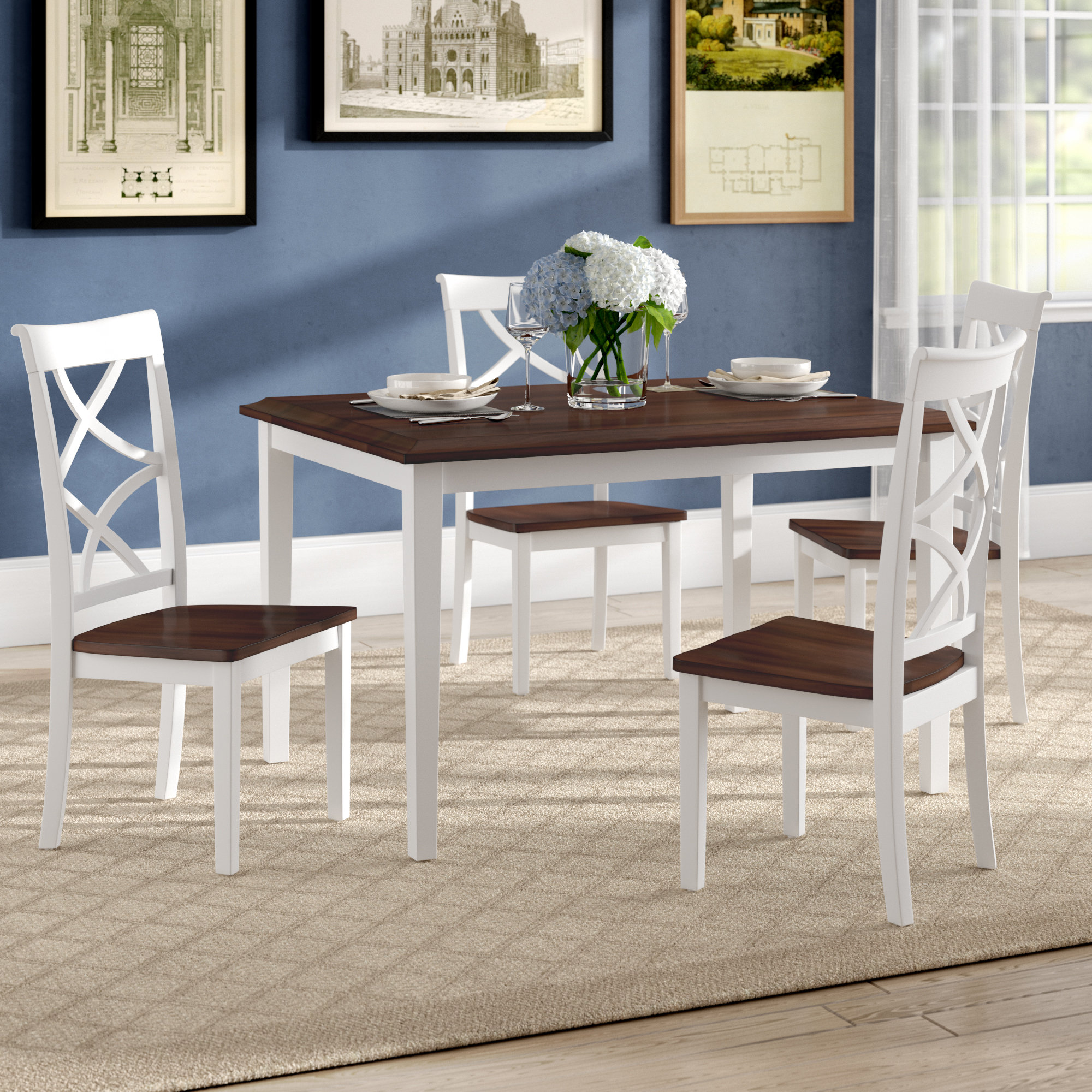 Lark Manor Kamari 4 - Person Solid Wood Dining Set & Reviews | Wayfair