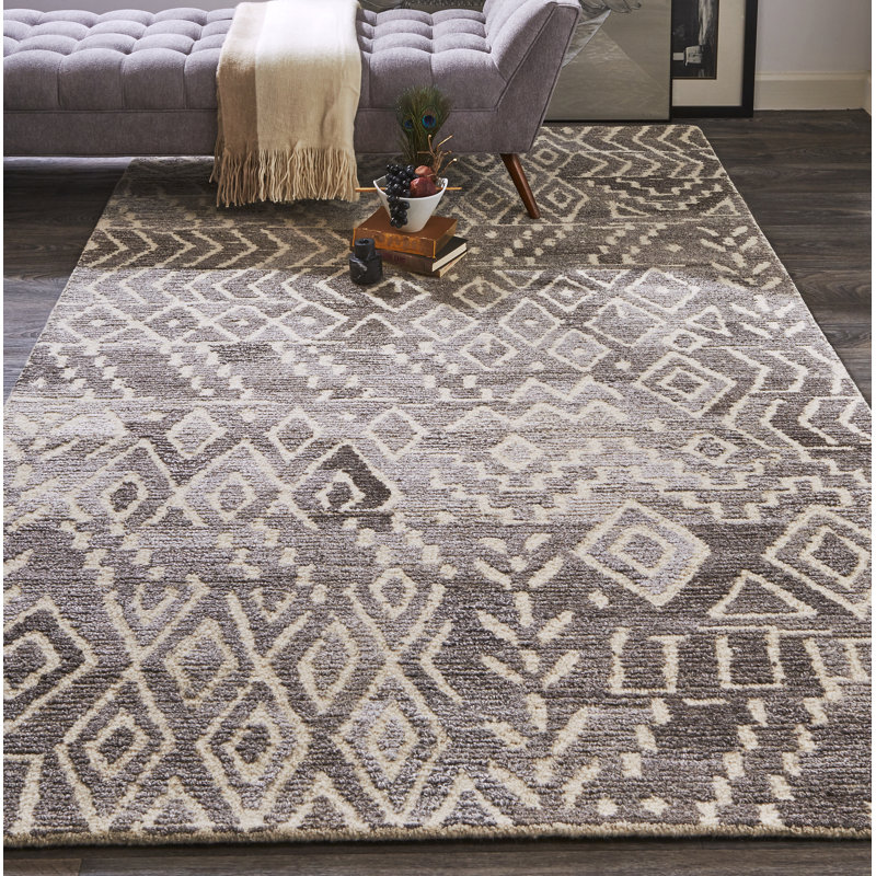 AllModern Geometric Wool/Viscose Taupe/Gray Area Rug & Reviews | Wayfair