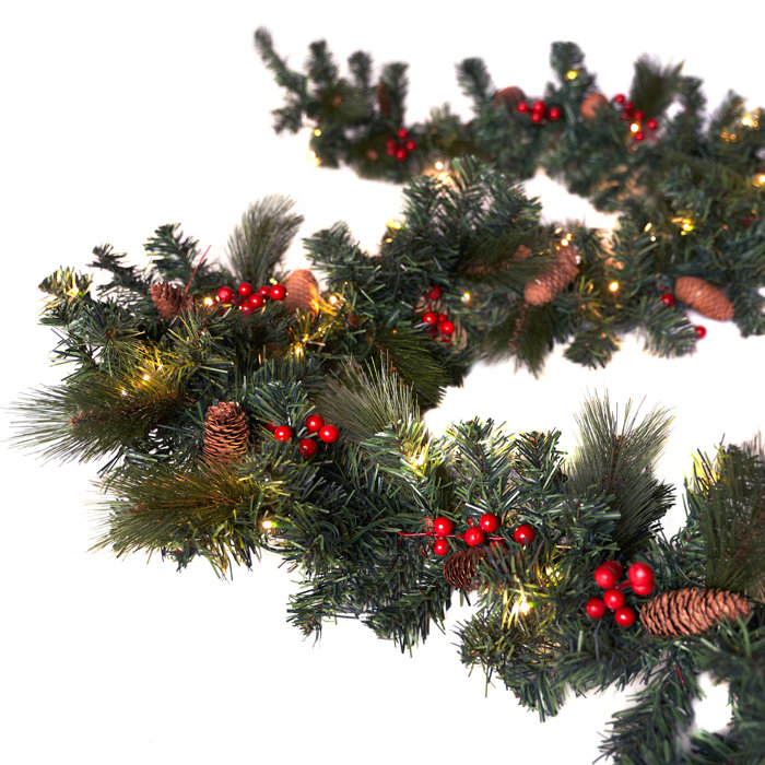 The Holiday Aisle® 10'' in. Lighted Faux Spruce Garland & Reviews | Wayfair