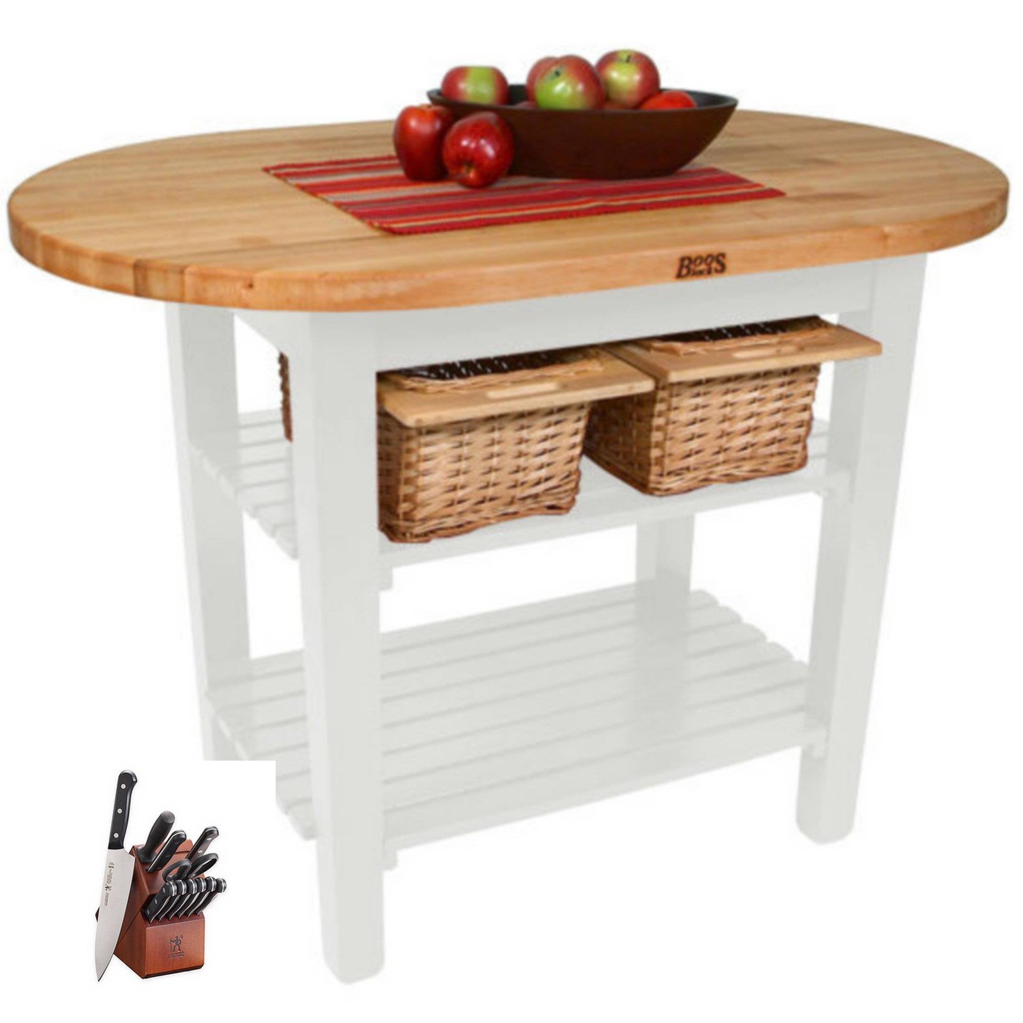 John Boos Butcher Blocks 60'' Wide Rolling Prep Table with Solid Wood ...