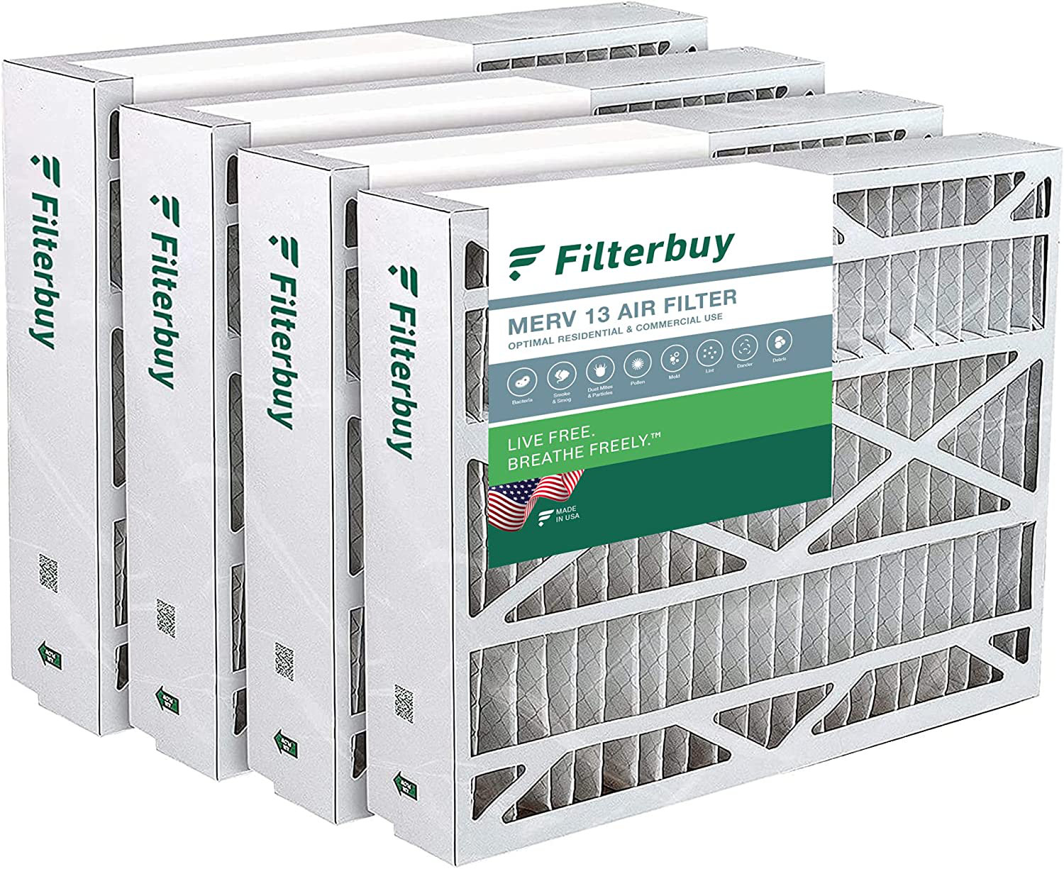 Filterbuy 21x21x5 Air Filter MERV 13, Pleated HVAC AC Furnace Filters ...