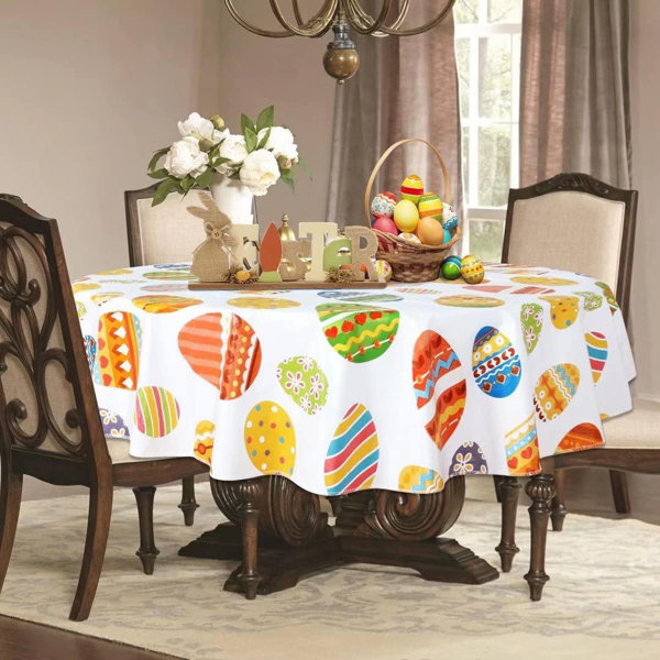 The Holiday Aisle® Callie-Rose Round Easter Tablecloth | Wayfair