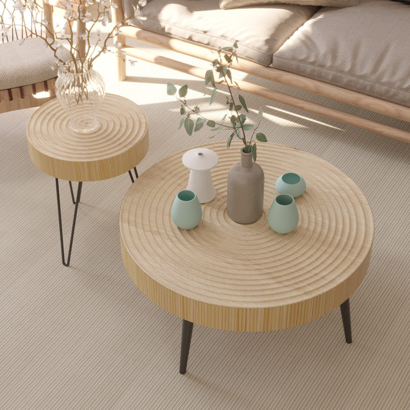 Foundry Select Farmhouse Round Nesting Coffee Table Set Of 2, Modern ...