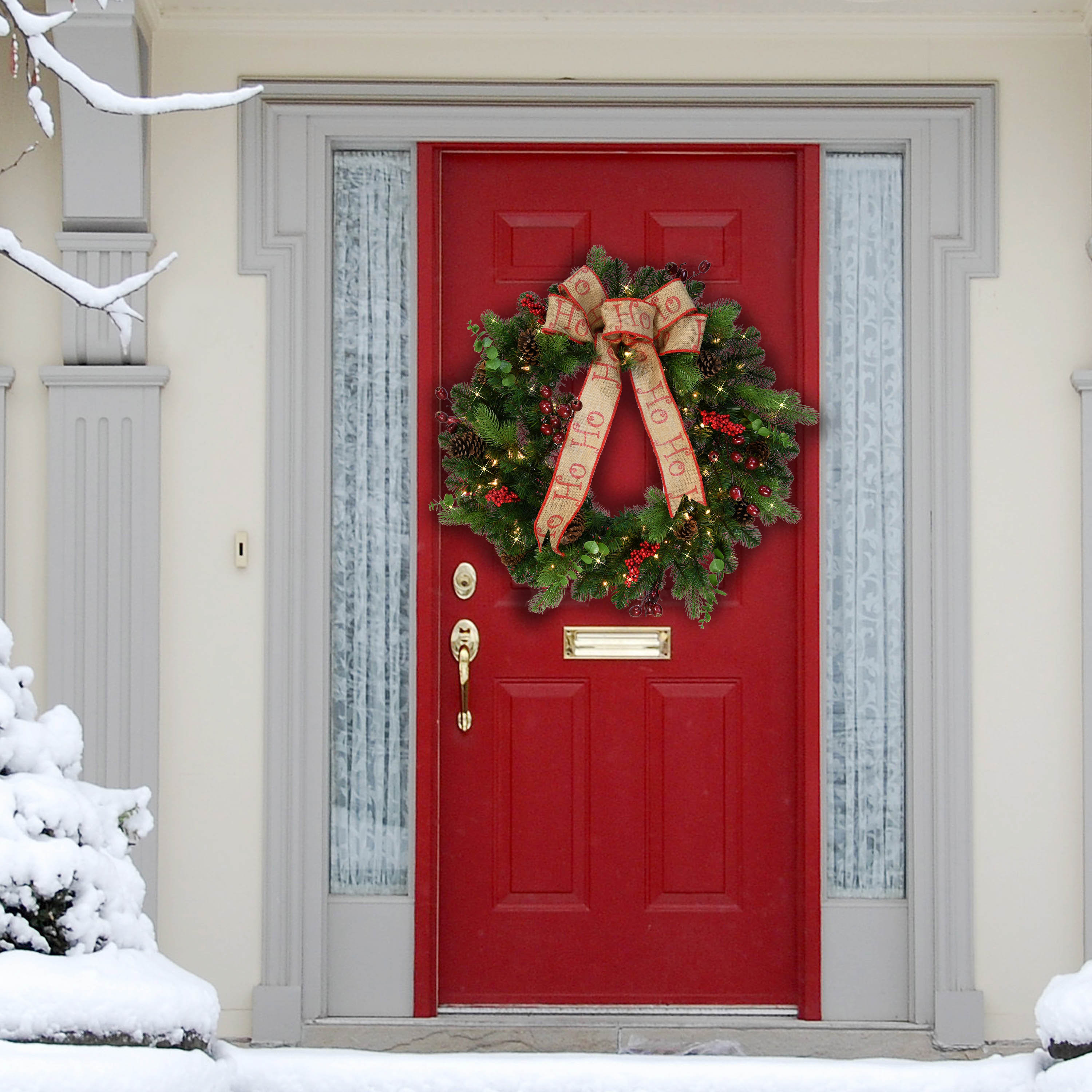 The Holiday Aisle® Faux Lighted Rattan 25'' Wreath & Reviews | Wayfair