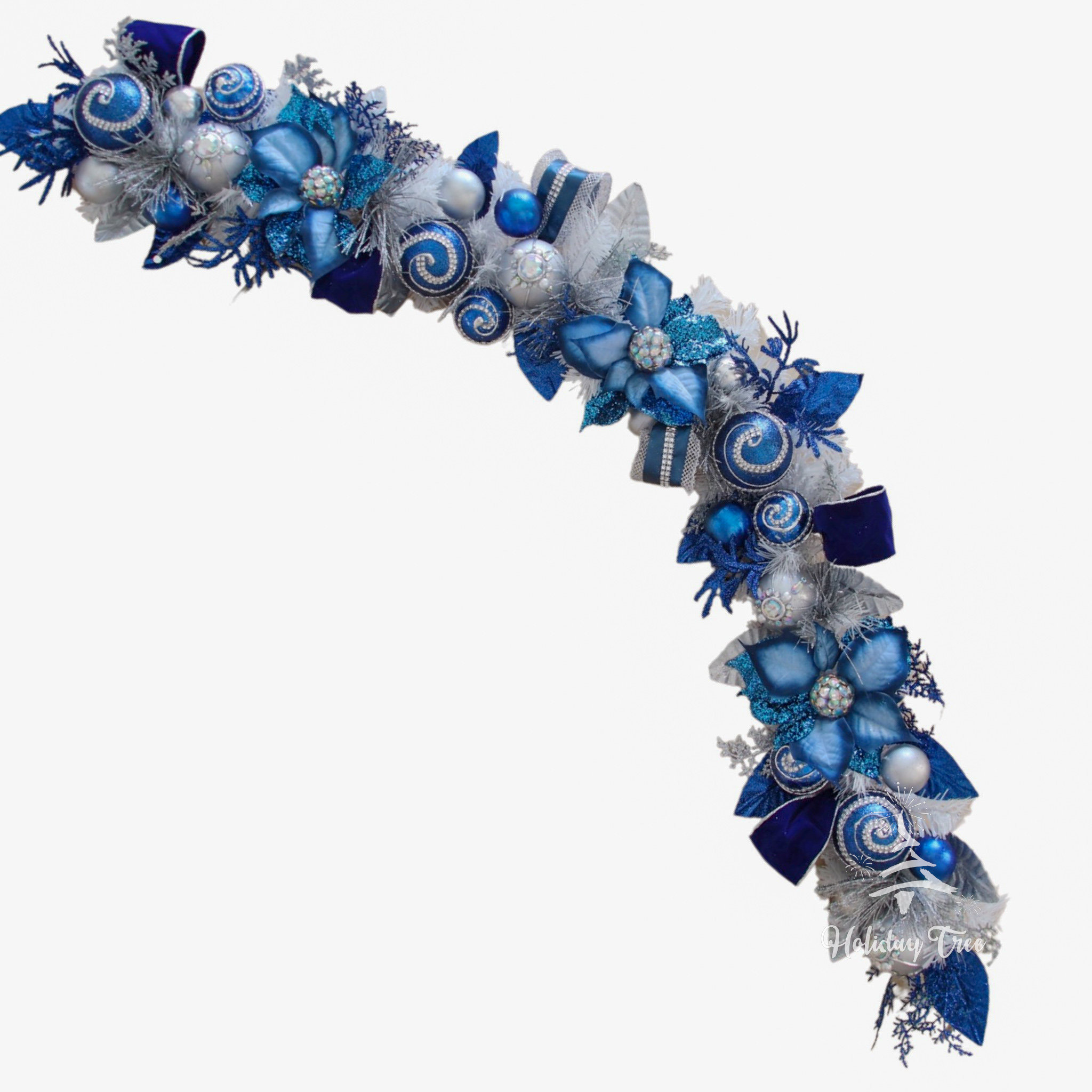 The Holiday Aisle® Lux Blue Christmas 60'' in. Faux Poinsettia Garland ...