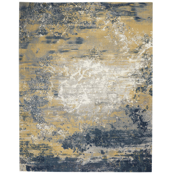 17 Stories Whetzel Navy/Yellow/White Rug | Wayfair