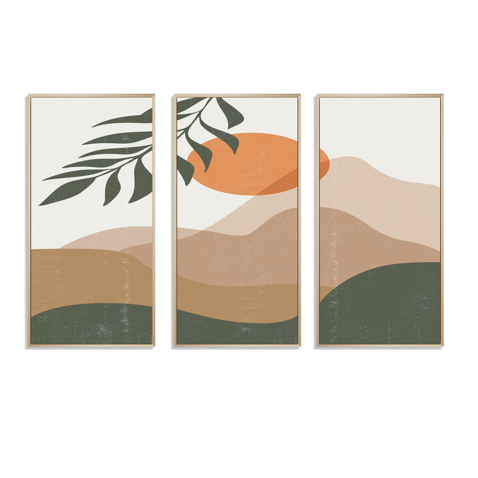 DesignArt Abstract Red Moon In Earth Toned Mountains I - 3 Piece ...