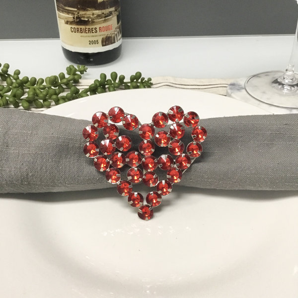 Rosdorf Park Set Of 4 Red Heart Napkin Rings | Wayfair