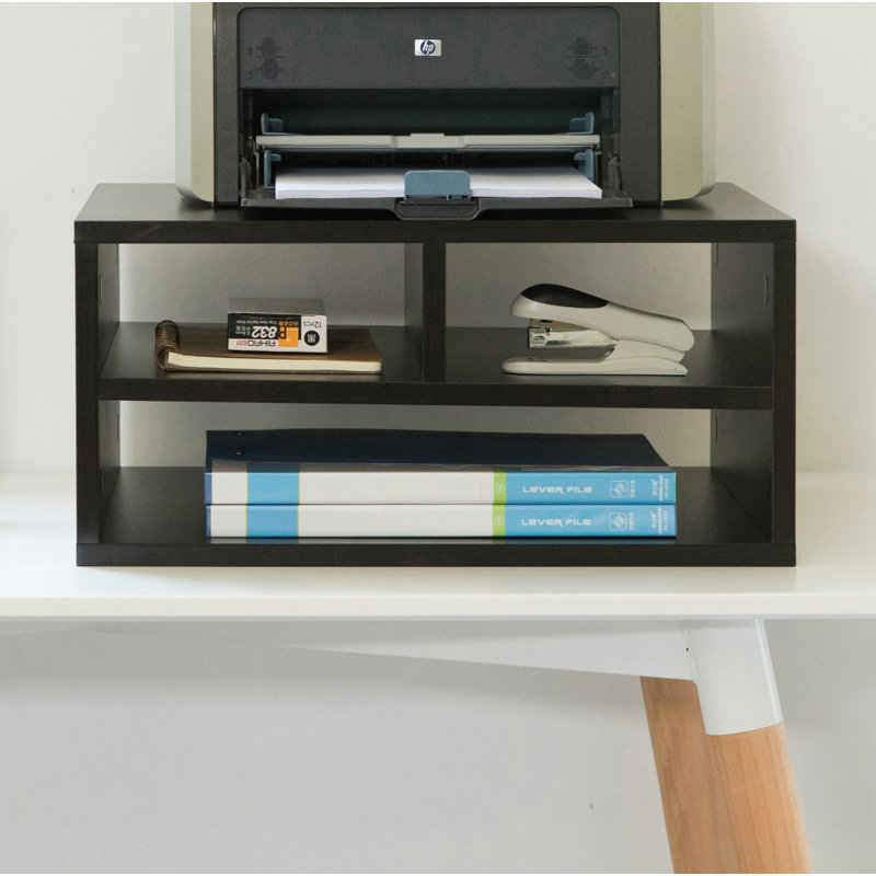Inbox Zero Printer Stand Shelf Wood Office Desktop Compartment ...