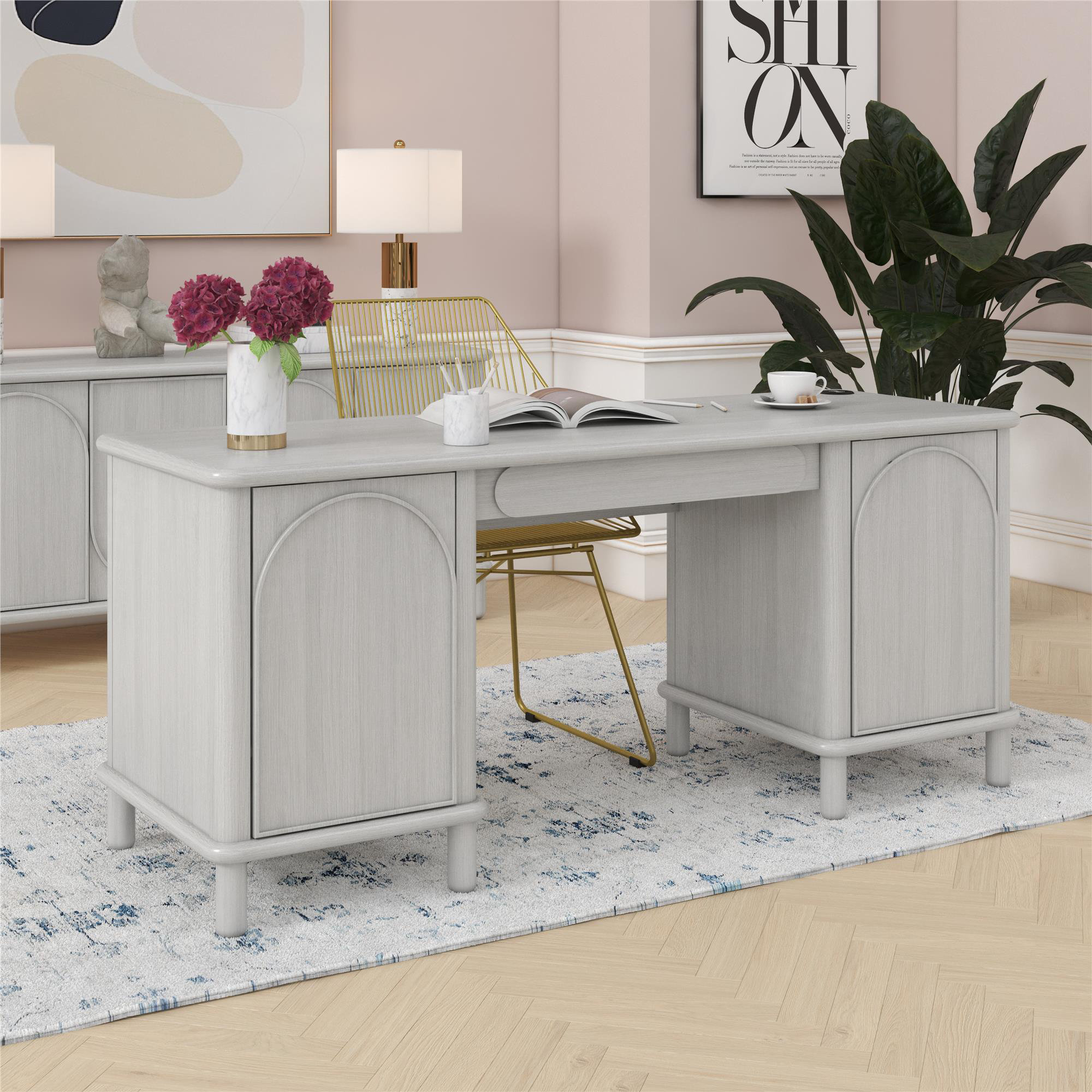 CosmoLiving by Cosmopolitan Selena Double Pedestal Desk | Wayfair