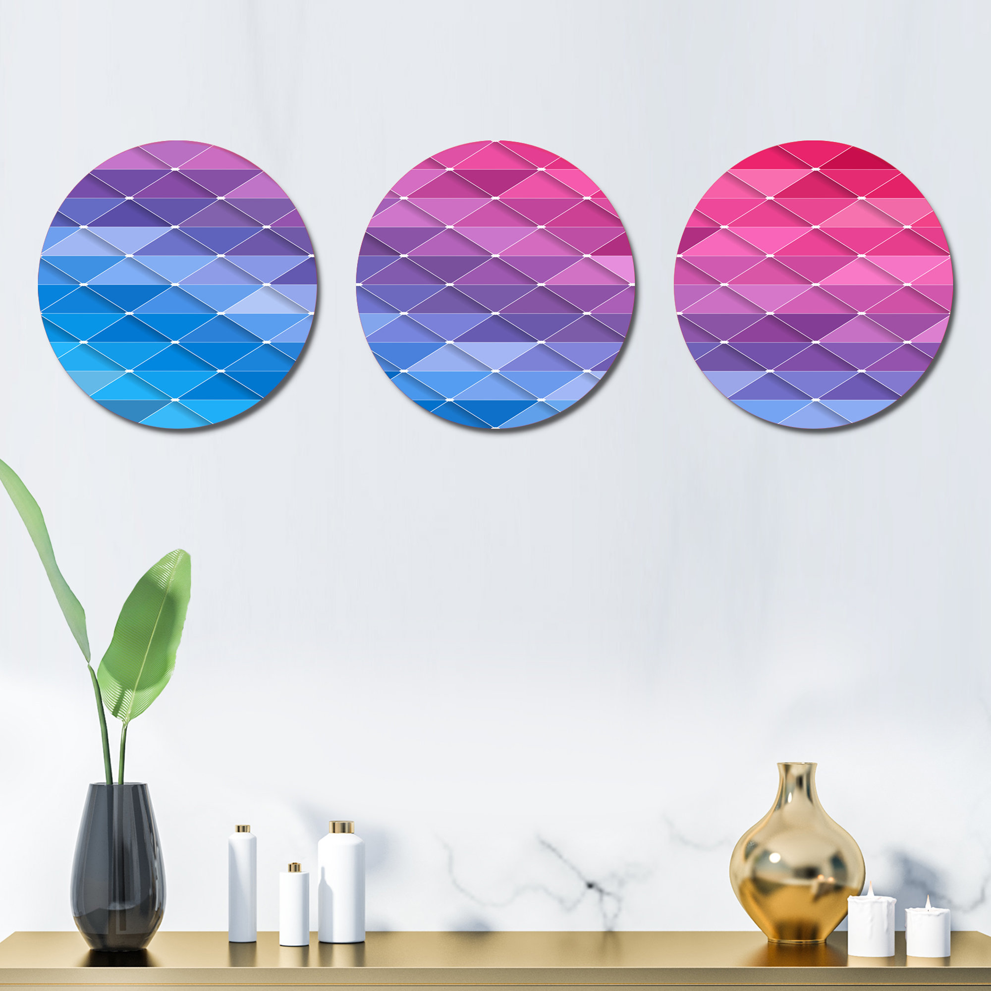 East Urban Home 3 Piece Triangular Geometry Wall Décor Set | Wayfair