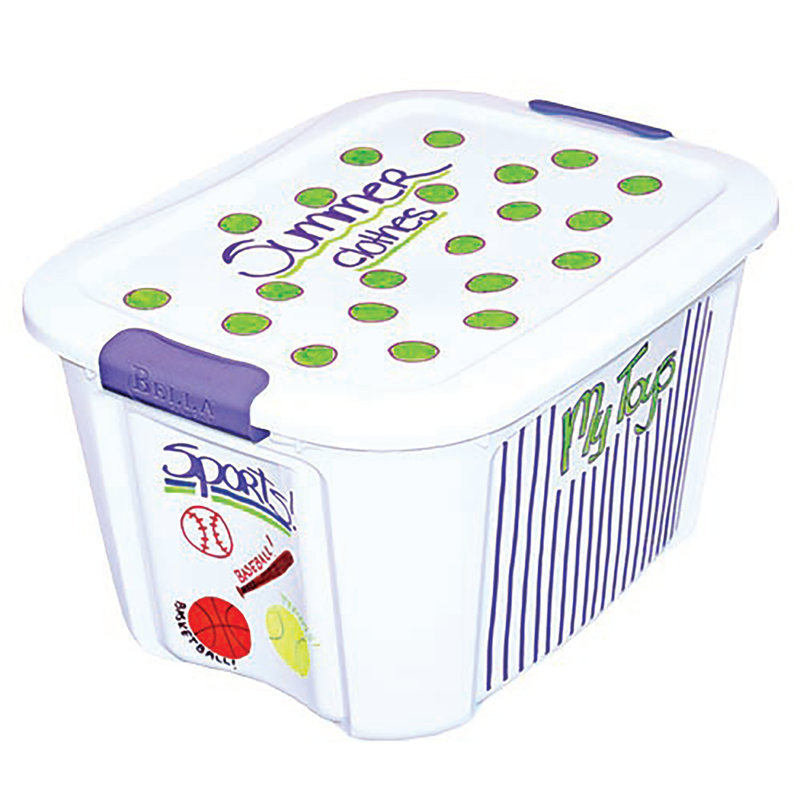 Bella Storage Solution 41.6 Qt. Locking Lid Dry Erase Storage Box ...