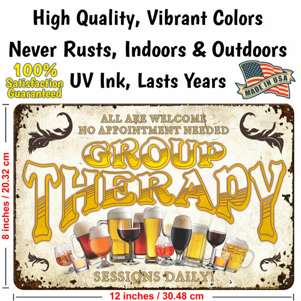 ATX CUSTOM SIGNS Funny Group Therapy Sessions Daily Sign for Bar Décor ...
