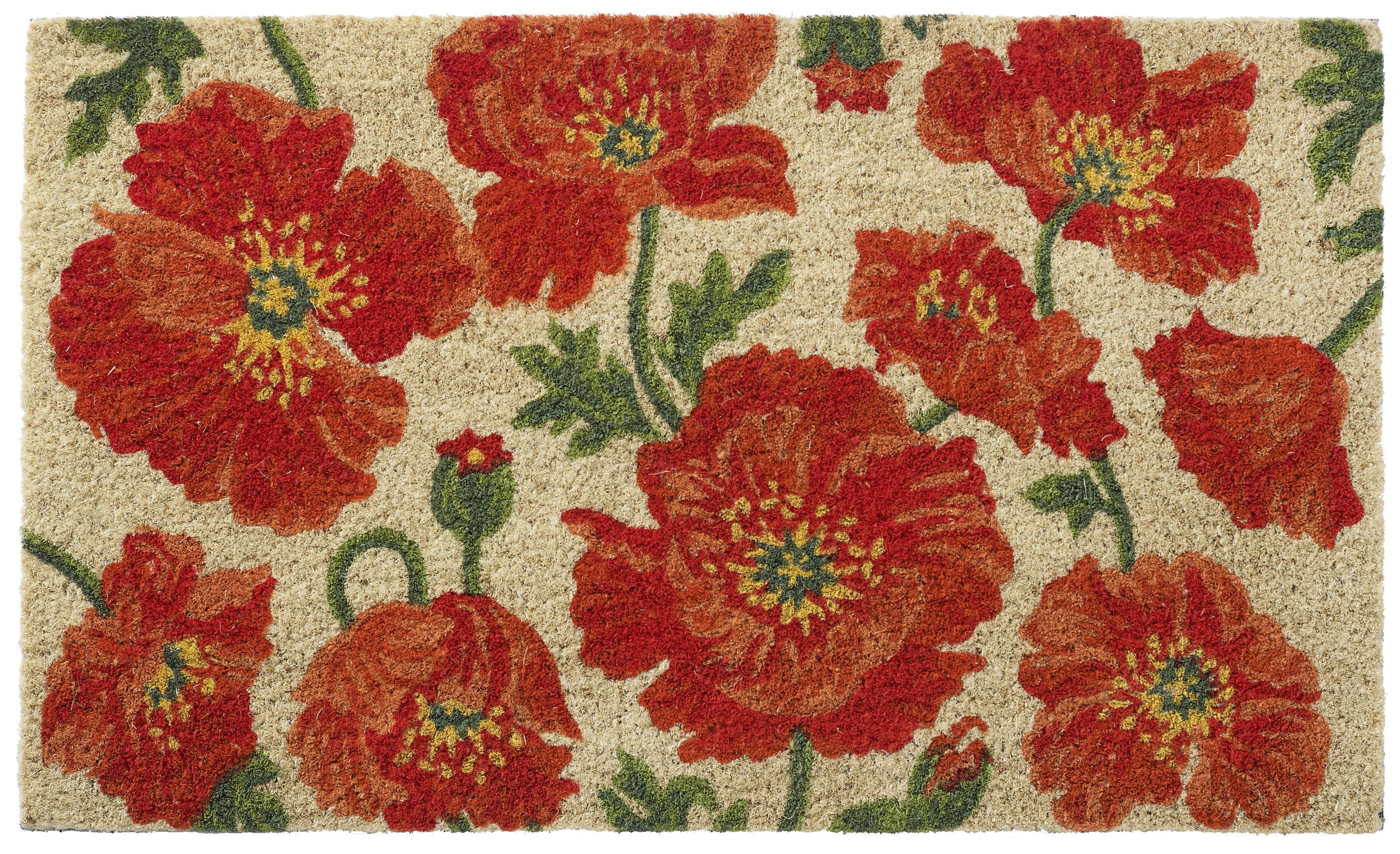 HFLT Red Poppies 30 in. x 18 in. Indoor Door Mat & Reviews | Wayfair