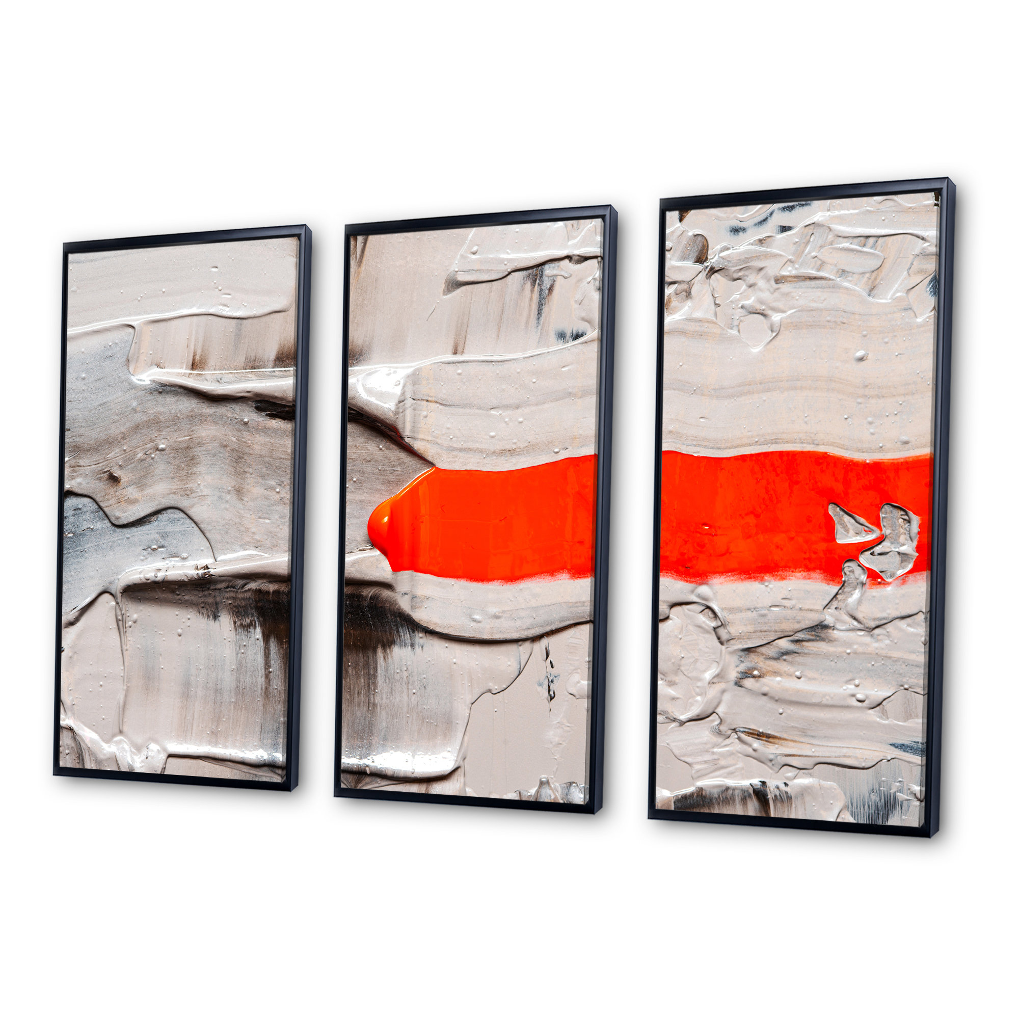 Wrought Studio Red Wave On Broken White Background - 3 Piece on | Wayfair