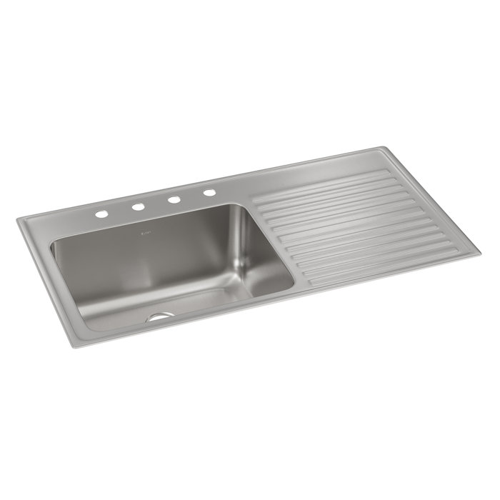 Elkay Lustertone 43" L x 22" W Drop-In Kitchen Sink with Drainboard ...