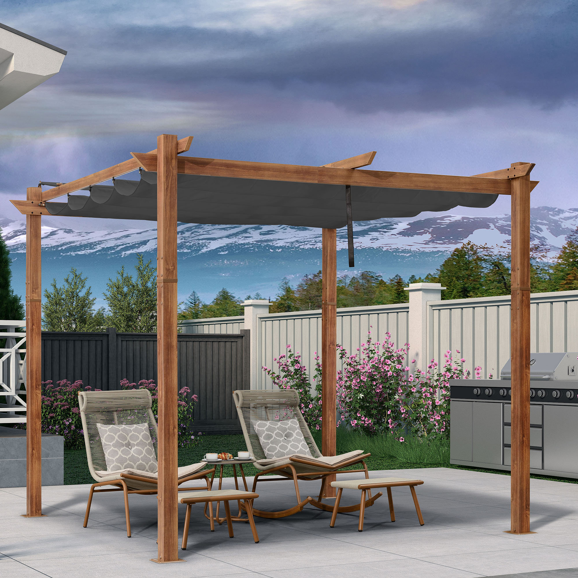 Purple Leaf 10 Ft. W x 10 Ft. D Aluminum Pergola with Canopy | Wayfair