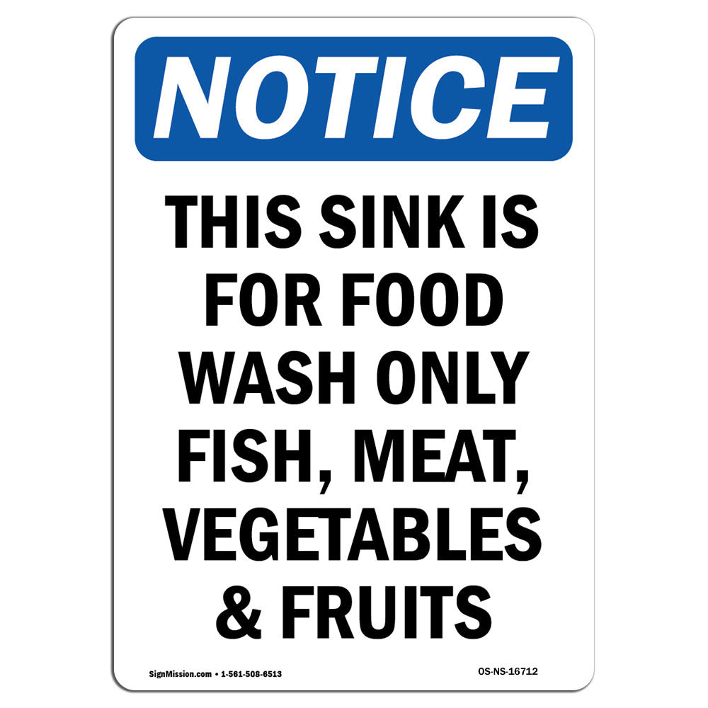 SignMission Notice This Sink Is for Food Wash Sign | Wayfair