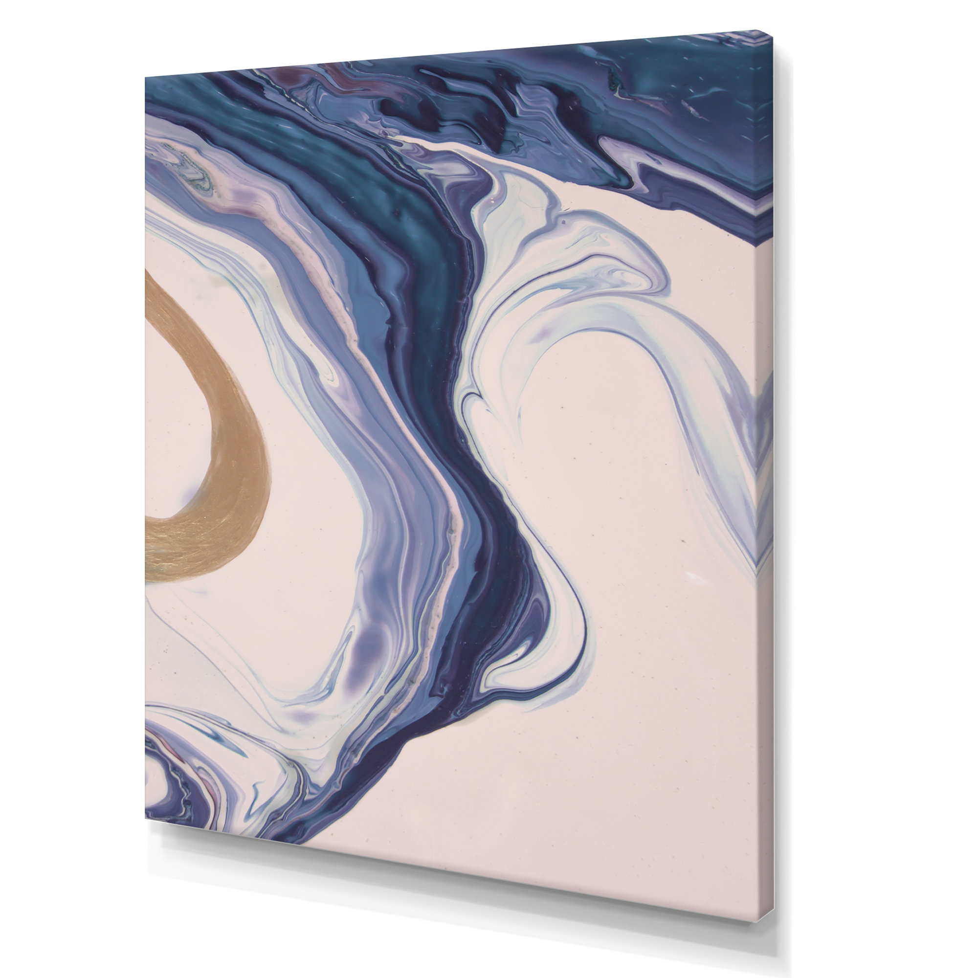 Wrought Studio Luxury Blue Marble Swirl Flow Art V Luxury Blue Marble ...