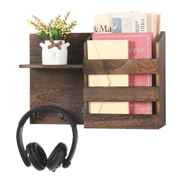 Gracie Oaks Wall Mounted Mail Sorter with 3 Key Hooks Mail Organizer ...