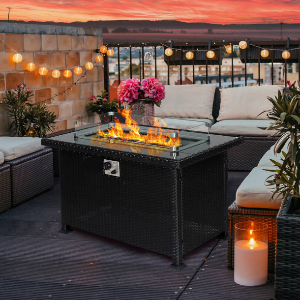 Elementi Plus Rectangular Fire Pit Flame Guard (Glass) | Wayfair